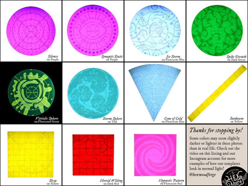 Area of Effect Spell Templates Dungeons & Dragons | Etsy