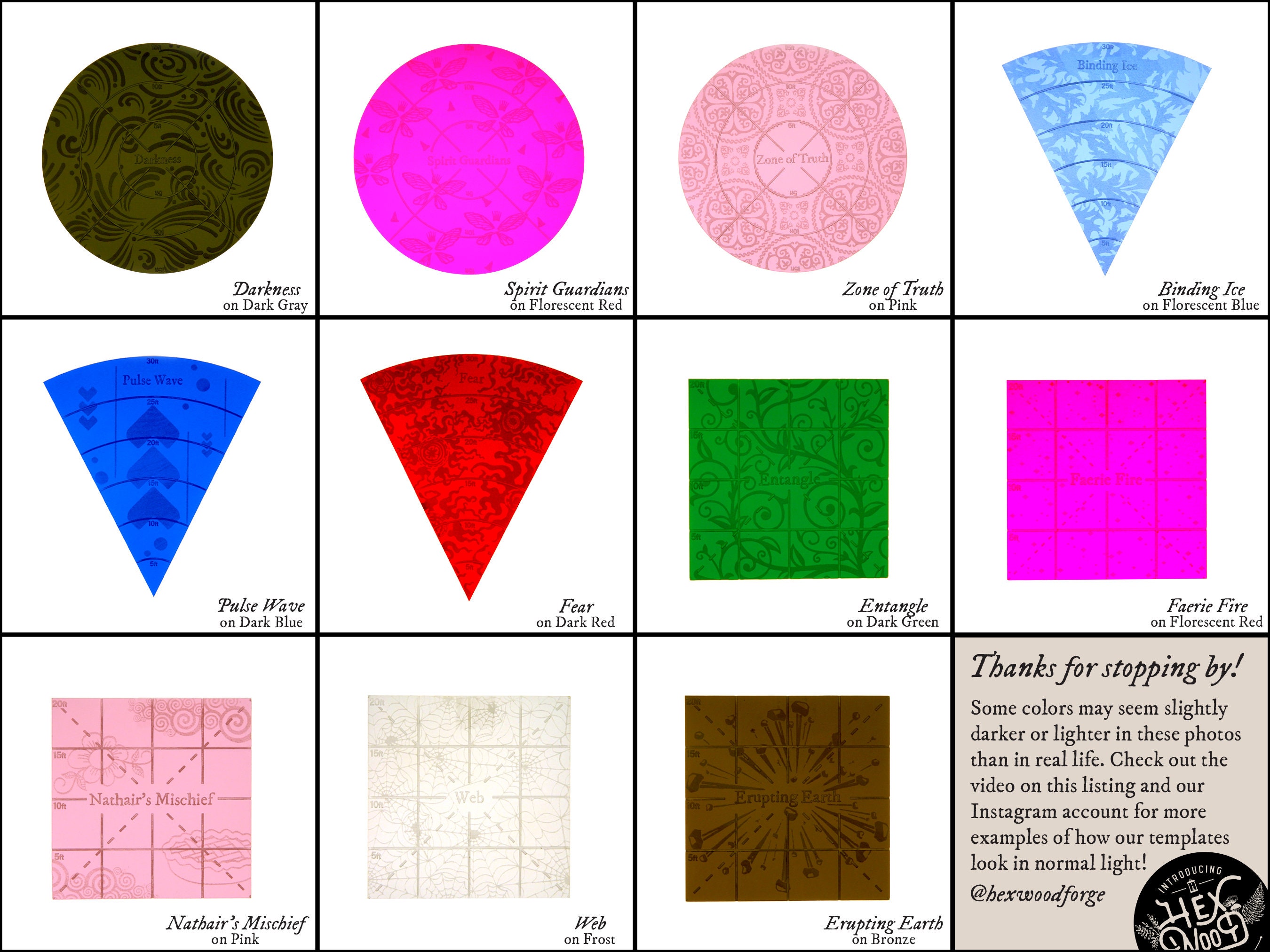 Area of Effect Spell Templates Dungeons & Dragons | Etsy