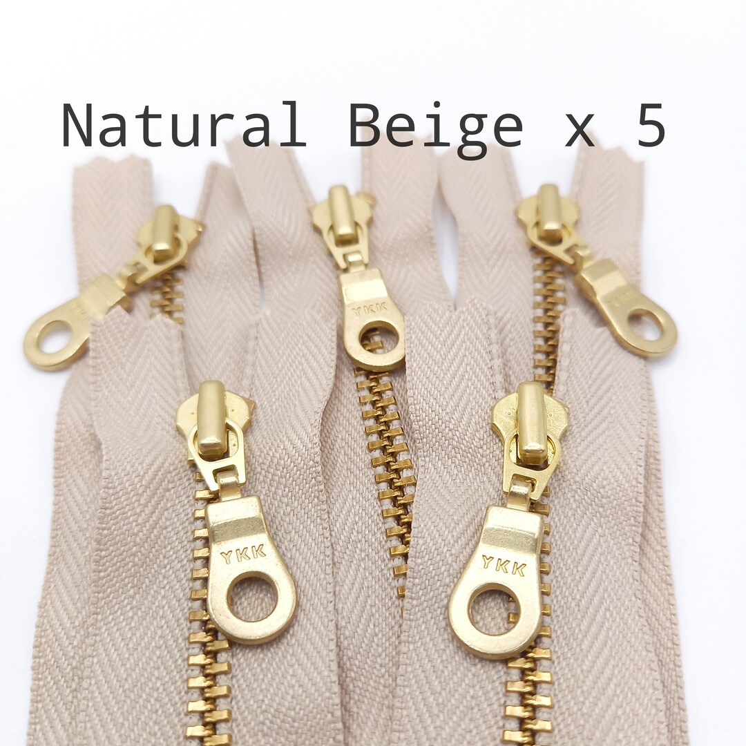 YKK Natural Beige (572) GOLD Zipper *pack of 5* All Sizes Closed End ...