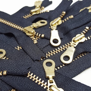 YKK BLACK 580 GOLD Brass Zipper 10 13 15 18 20 23 25 28 30 - Etsy