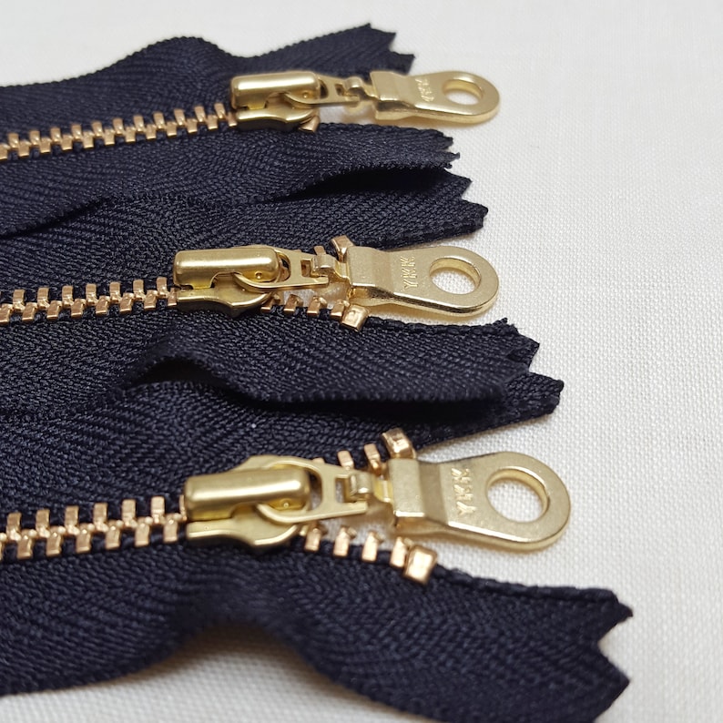 YKK BLACK 580 GOLD Brass Zipper 10 13 15 18 20 23 25 28 30 - Etsy UK