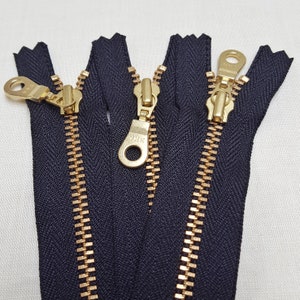 YKK BLACK 580 GOLD Brass Zipper 10 13 15 18 20 23 25 28 30 - Etsy