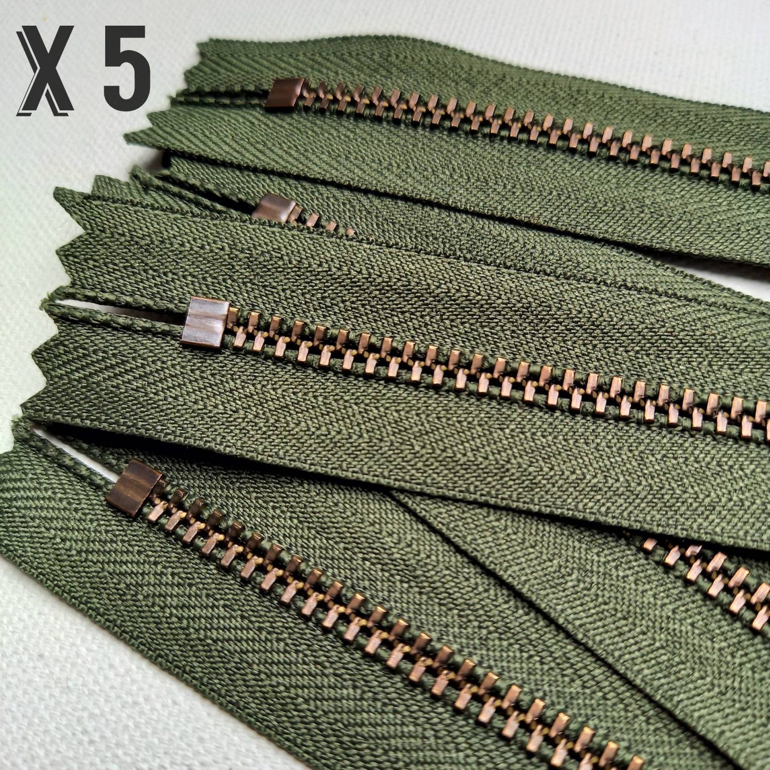 YKK Army Green Antique Brass Doughnut Pull Zippers pack of 5 - Etsy