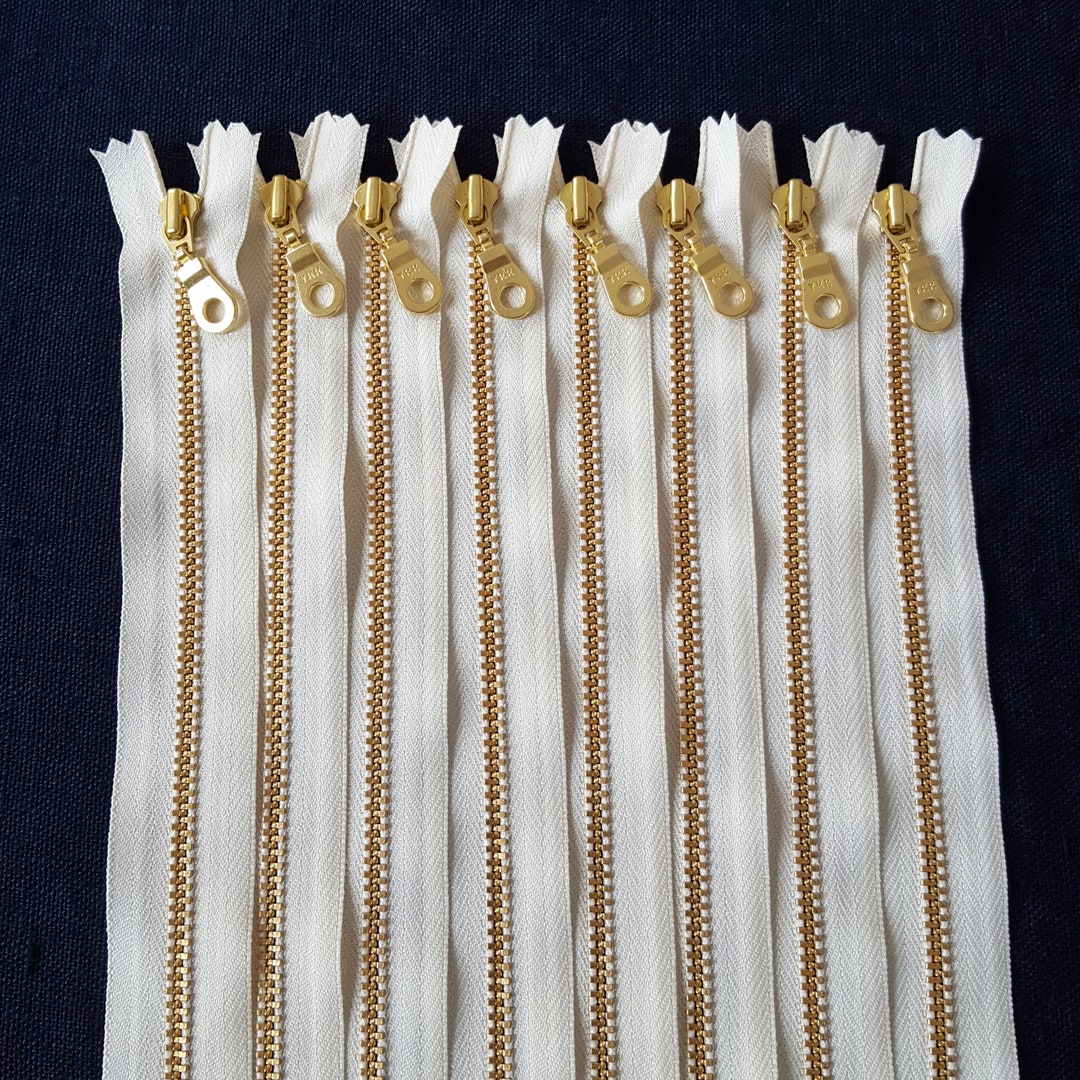 YKK Gold VANILLA (121) Zipper for Clothes and Handmade Bags Donut Pull ...