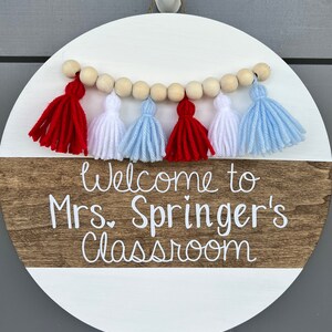 Teacher Sign. Teacher Door Hanger. Red White and Blue Decor. Classroom ...