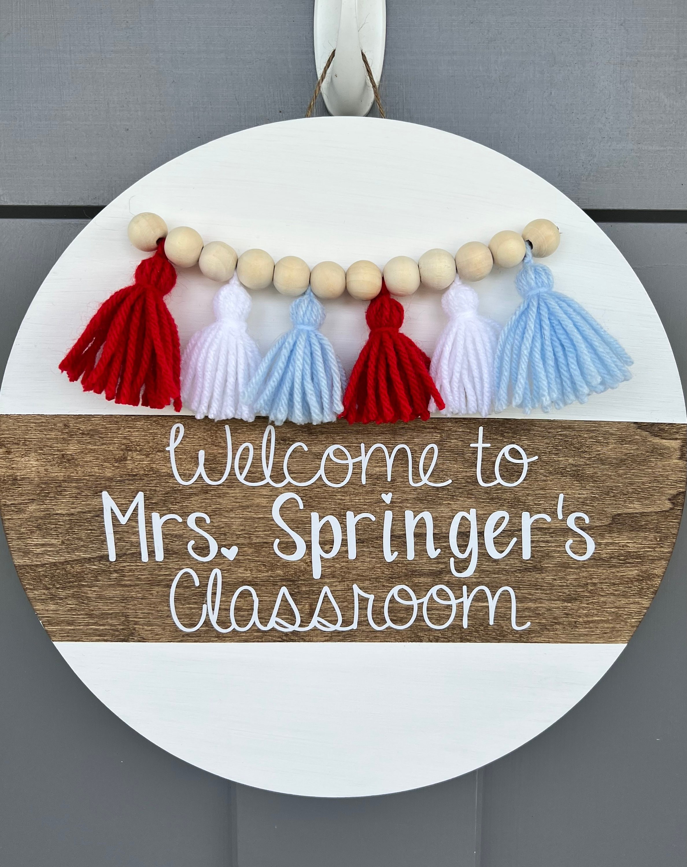 Teacher Sign. Teacher Door Hanger. Red White and Blue Decor. Classroom ...