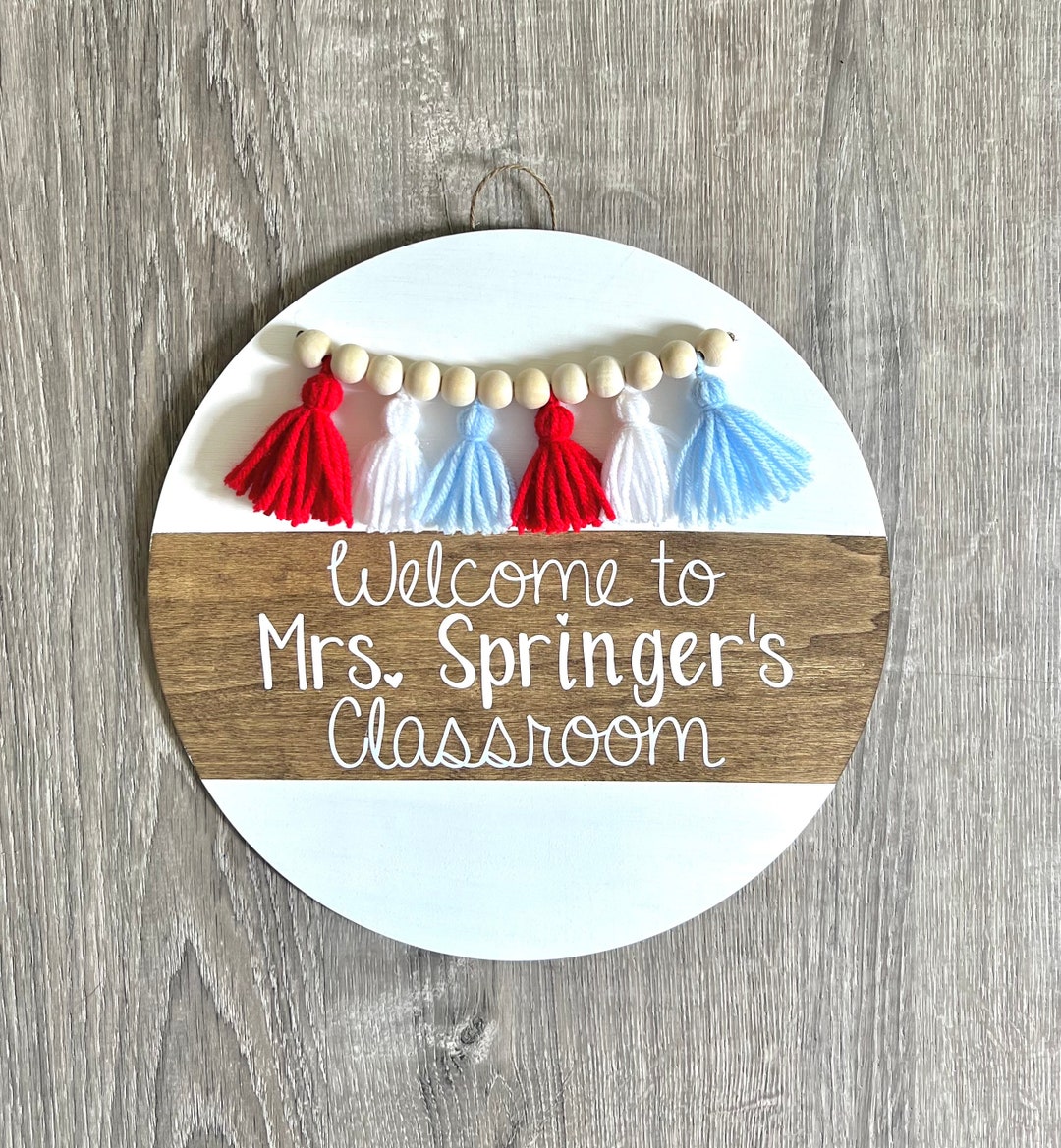 Teacher Sign. Teacher Door Hanger. Red White and Blue Decor. Classroom ...