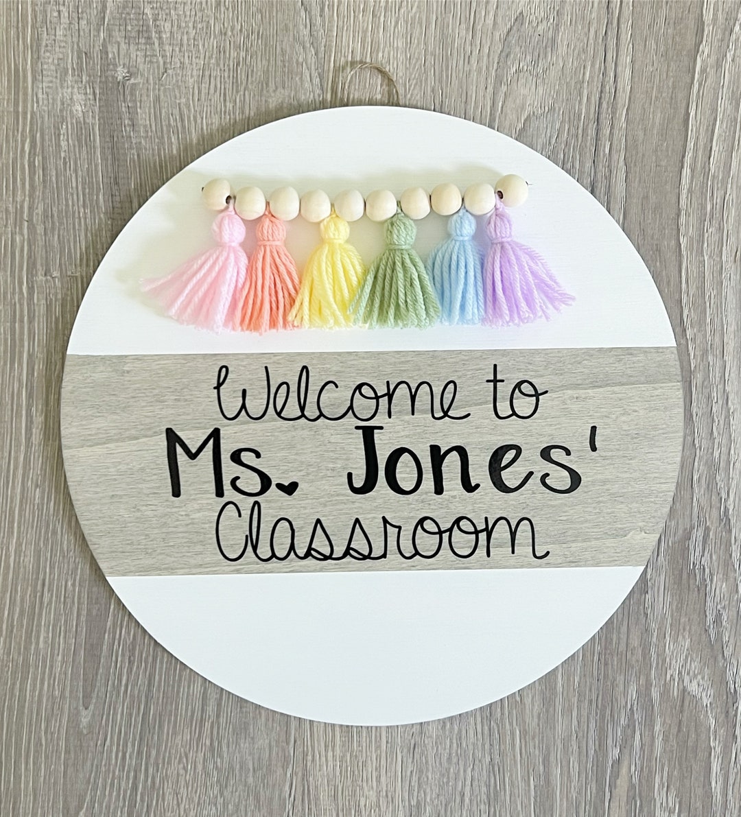 Teacher Door Hanger. Teacher Sign. Pastel Classroom Decor. Rainbow ...