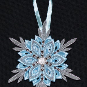 Handmade Snowflake CHRISTMAS Tree Decoration/ornament in Light Blue ...