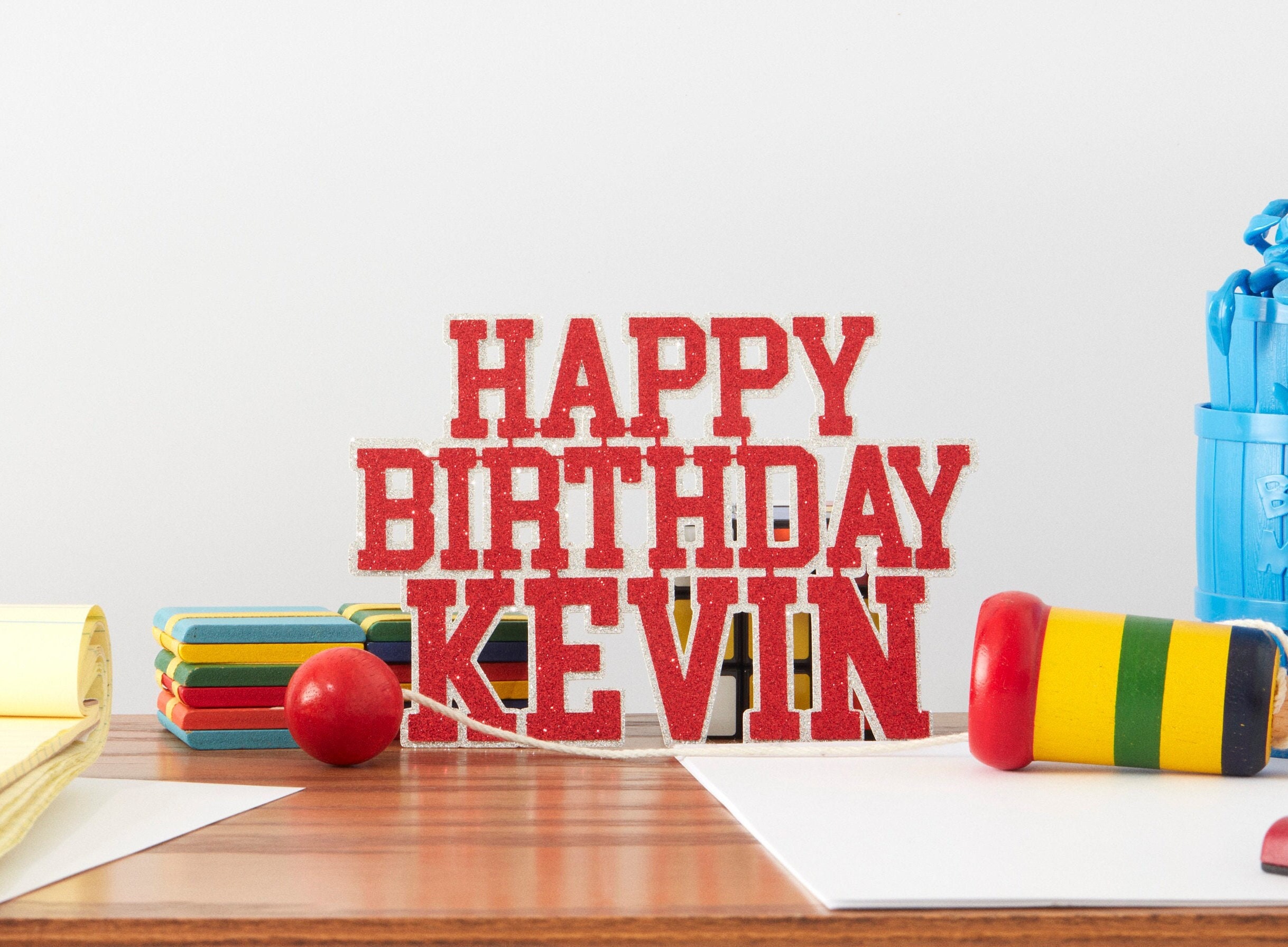 Personalized Happy Birthday School Colors Cake Topper Sign - Etsy
