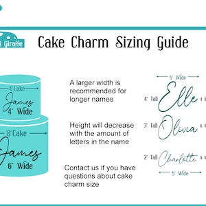 Acrylic Personalized Name Cake Charm Plaque in Cursive Script ...