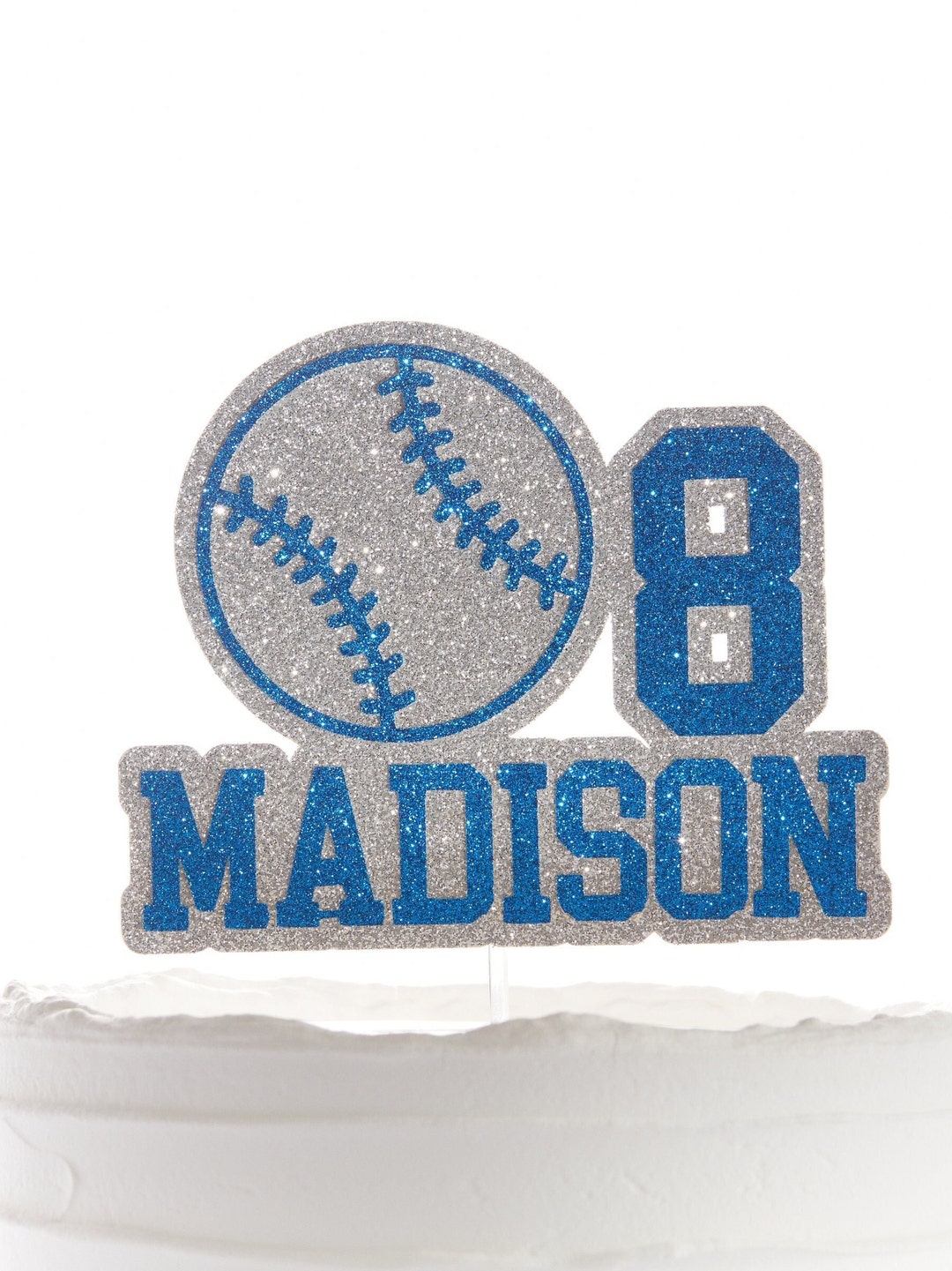 Custom Glitter Sports Cake Topper: Personalized Name & Number - Etsy