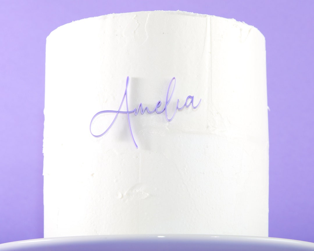 Acrylic Personalized Name Cake Charm Plaque in Cursive Script ...