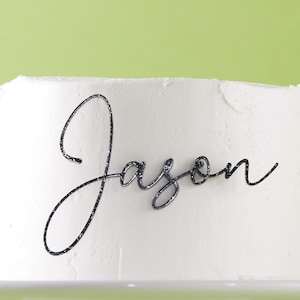 Acrylic Personalized Name Cake Charm Plaque in Cursive Script ...