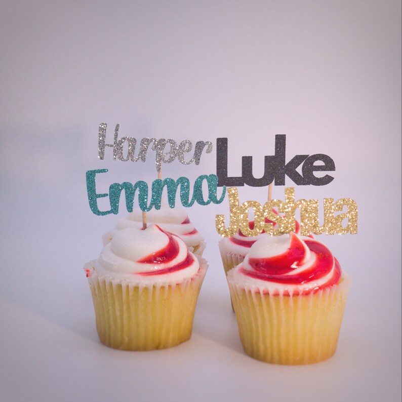 Custom Name Cupcake Toppers: Personalized Birthday and Baby Shower ...
