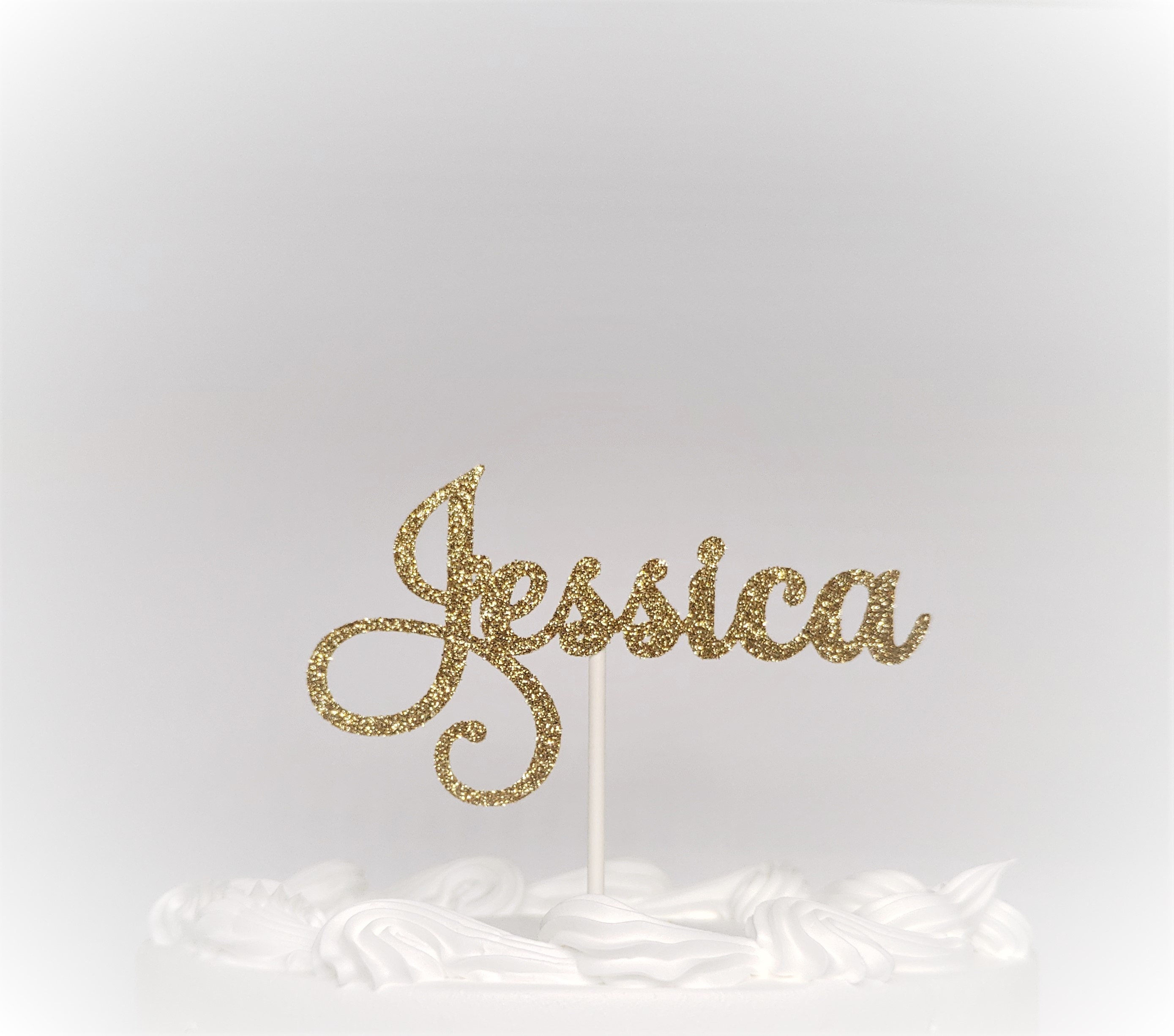 Custom Name Birthday Cake Topper Personalized in Fancy Script | Etsy