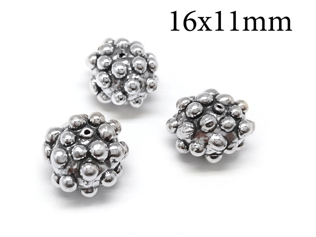 1pc Sterling Silver 925 Bead - Bubble Bead 16x11mm Antique Silver Beads ...