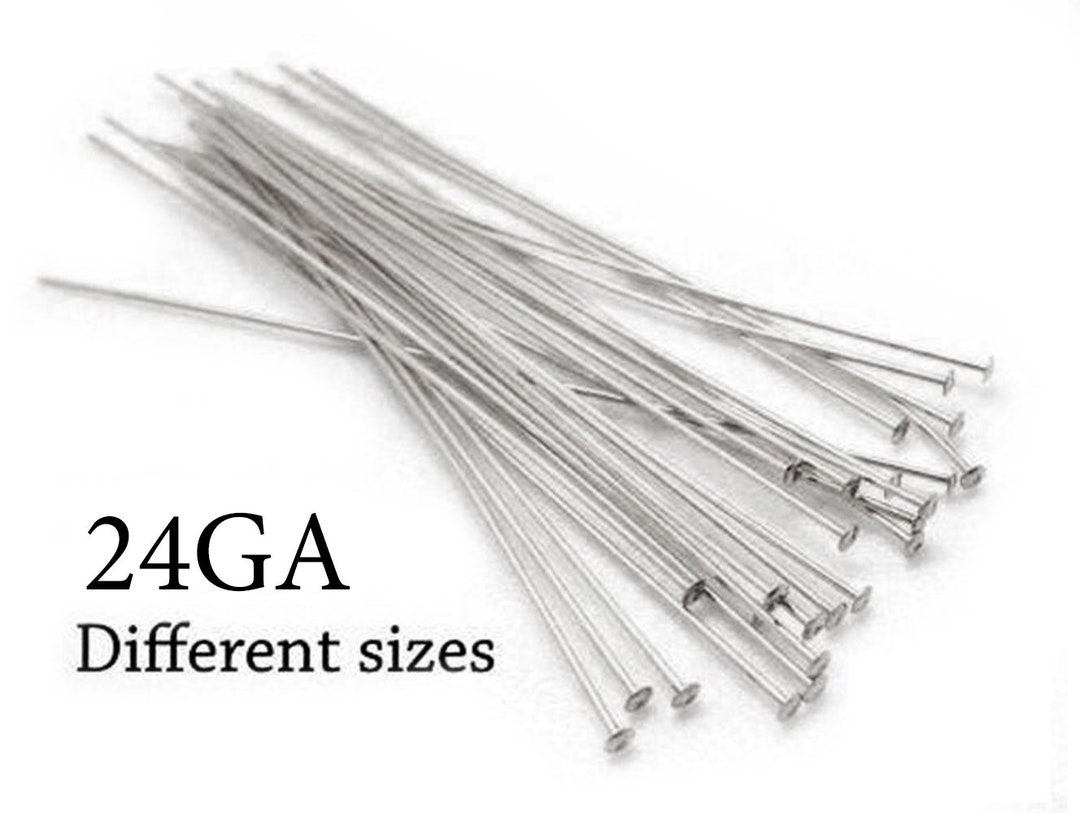 100pcs Sterling Silver 925 Head Pins Flat Head, Nail Head Pin, 0.5mm ...