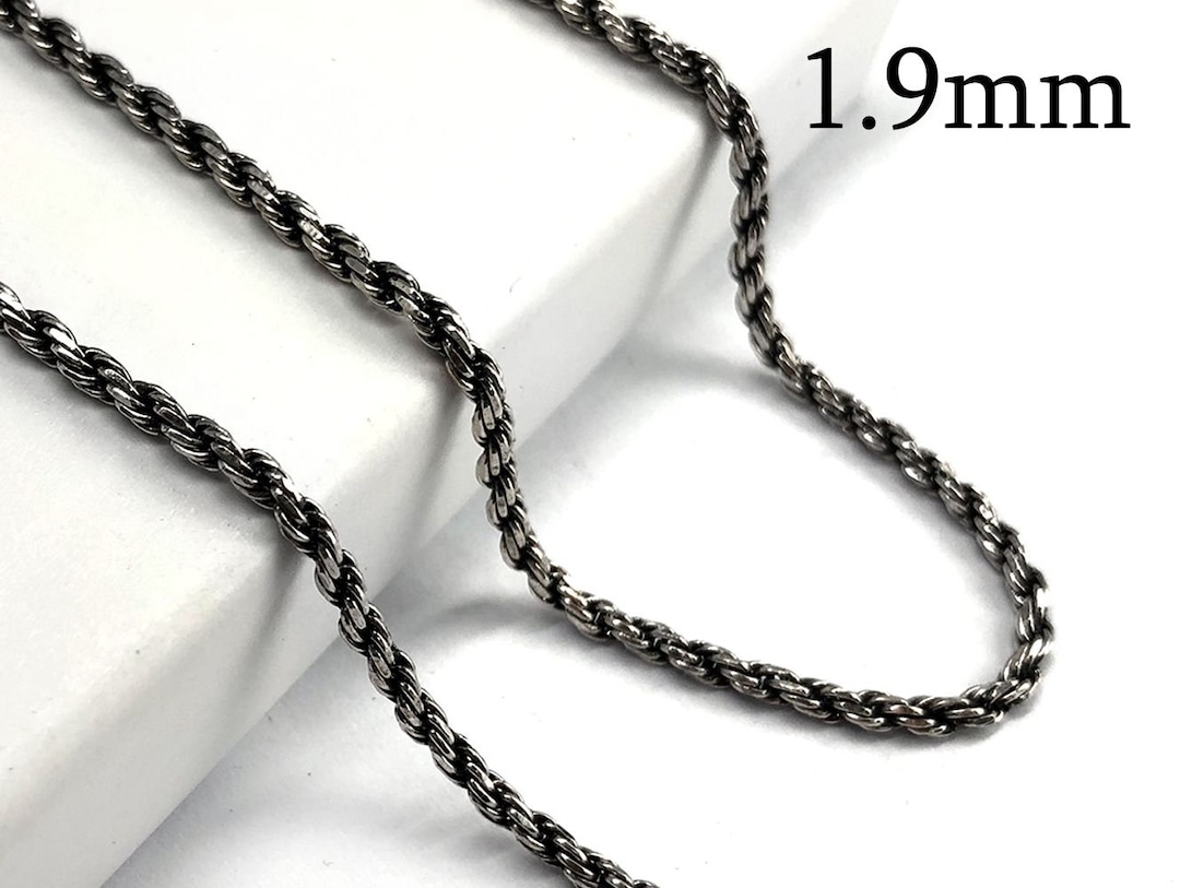 Chaîne tressée en argent sterling 925 oxydé noir de 1 mètre 1,9 mm non ...