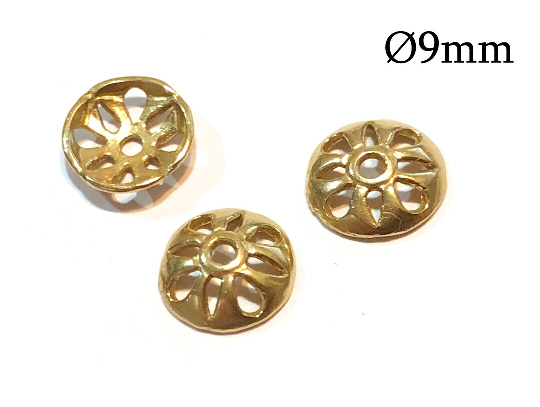 1pc 14K Solid Gold Flower Bead Caps 9mm for 10-14mm Beads, Spacer Beads ...