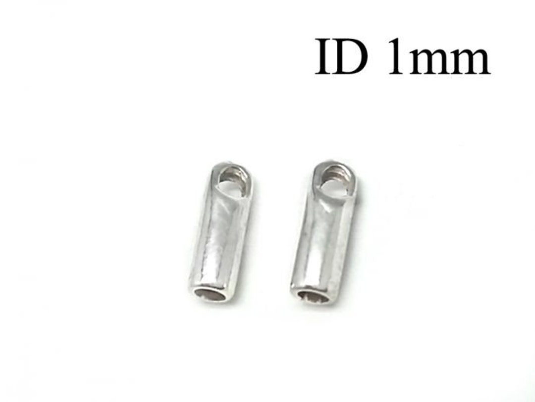 40pcs Brass Crimp End Cap ID 1mm With 1 Loop, JBB Findings, Cord End ...
