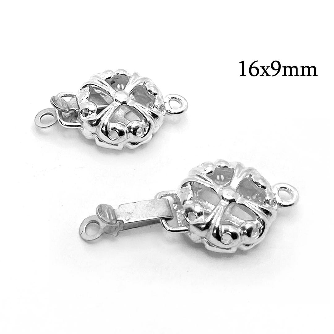 1pc Sterling Silver 925 Round Flower Box Clasp 16x9mm With 1 Loop ...