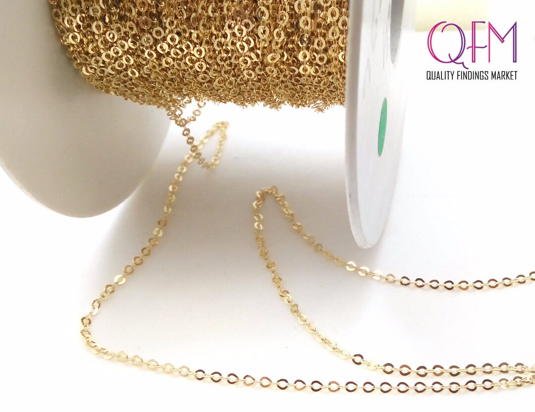 WHOLSALE 1 Spool Gold Filled 14K Cable Link Chain Unfinished 1.1mm and ...