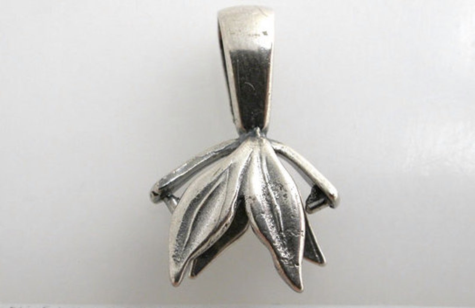 3pcs Sterling Silver Leaves Pinch Bail for Drilled Stone . | Etsy