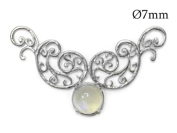 1pc Sterling Silver 925 Filigree Bezel 7mm for Necklace Link - Etsy