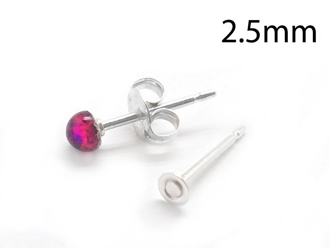 10pairs Sterling Silver 925 Earring Posts Flat Back 2,5mm, Cabochon ...