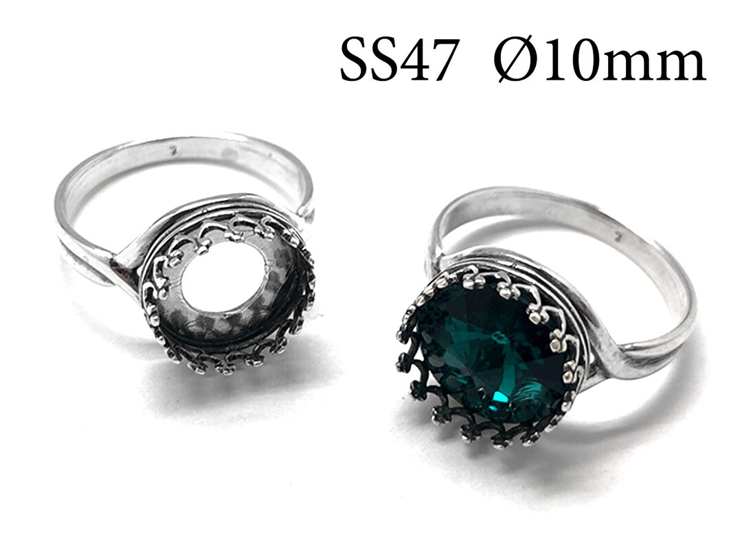 1pc Sterling Silver Bezel Ring, Silver Bezel 10mm 6US, 7US, 8US, Crown ...