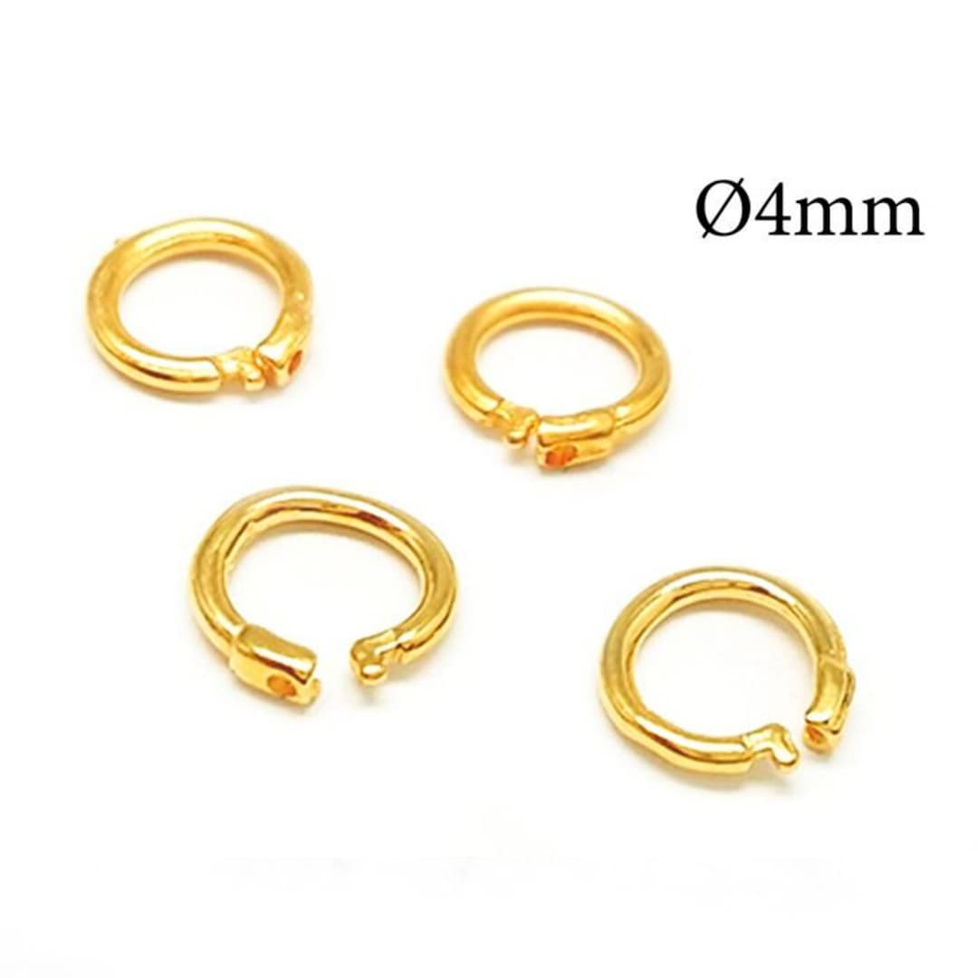 2pcs Solid Gold 14K Lock in Jump Rings Round 4mm, JBB Findings, 14K ...
