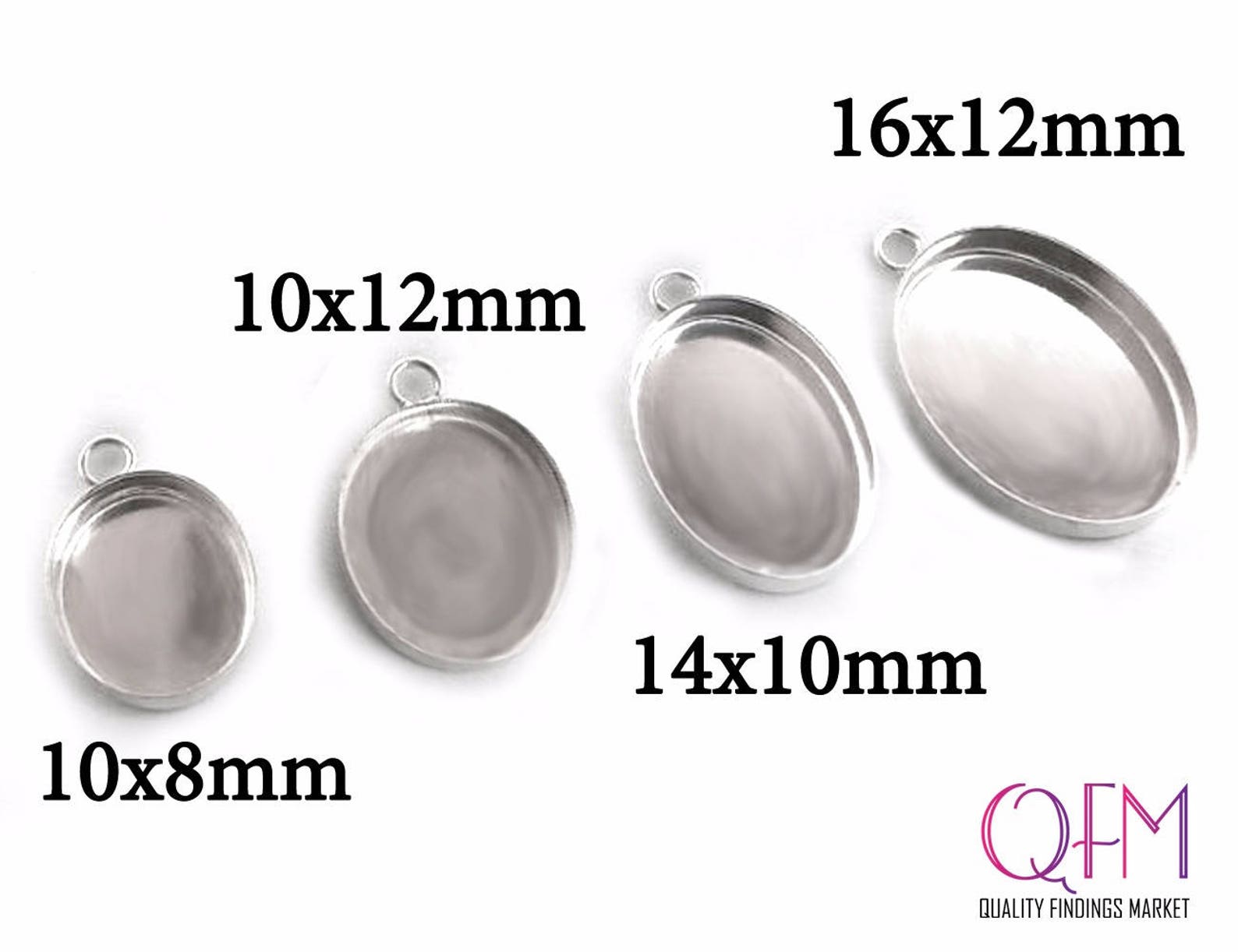 4pcs Sterling Silver Bezel Setting 10x8mm 12x10mm 14x10mm | Etsy