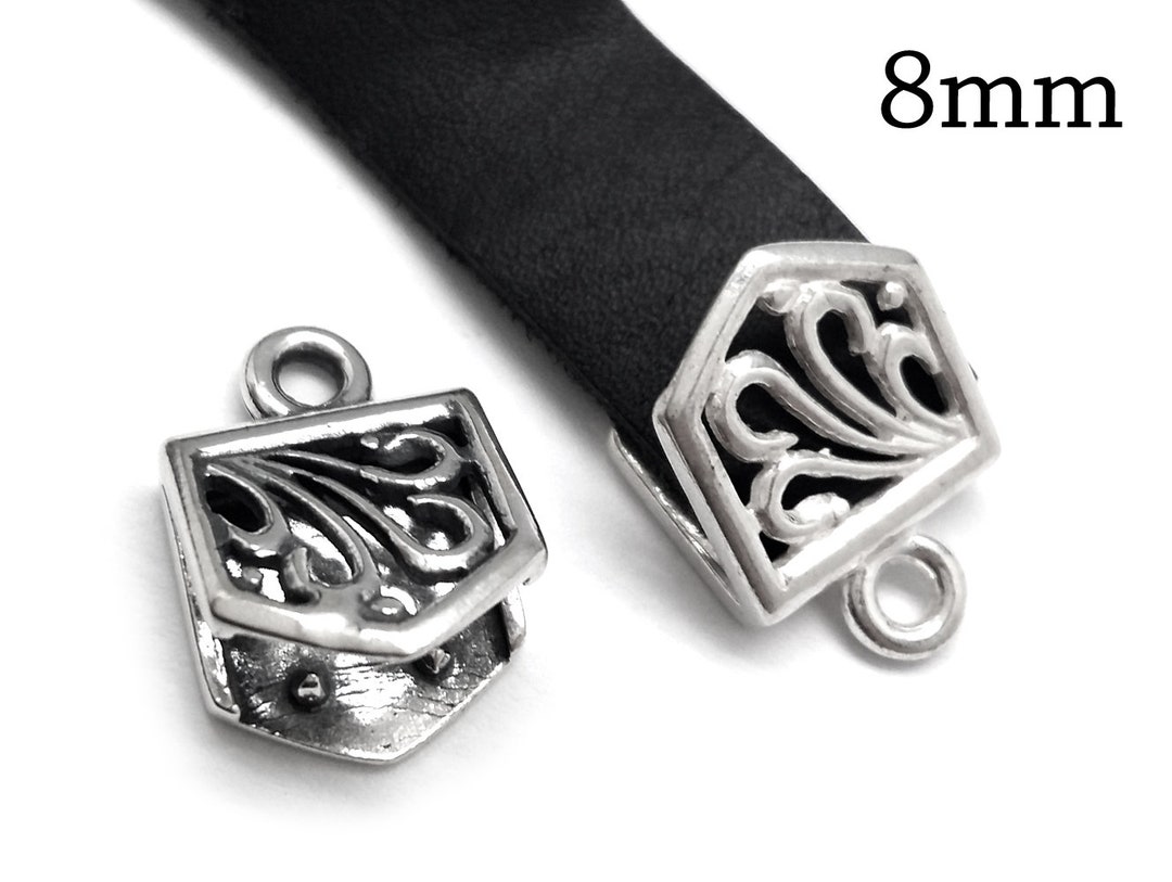 2pcs Sterling Silver 925 End Cap for 8mm Flat Leather Cord - JBB ...