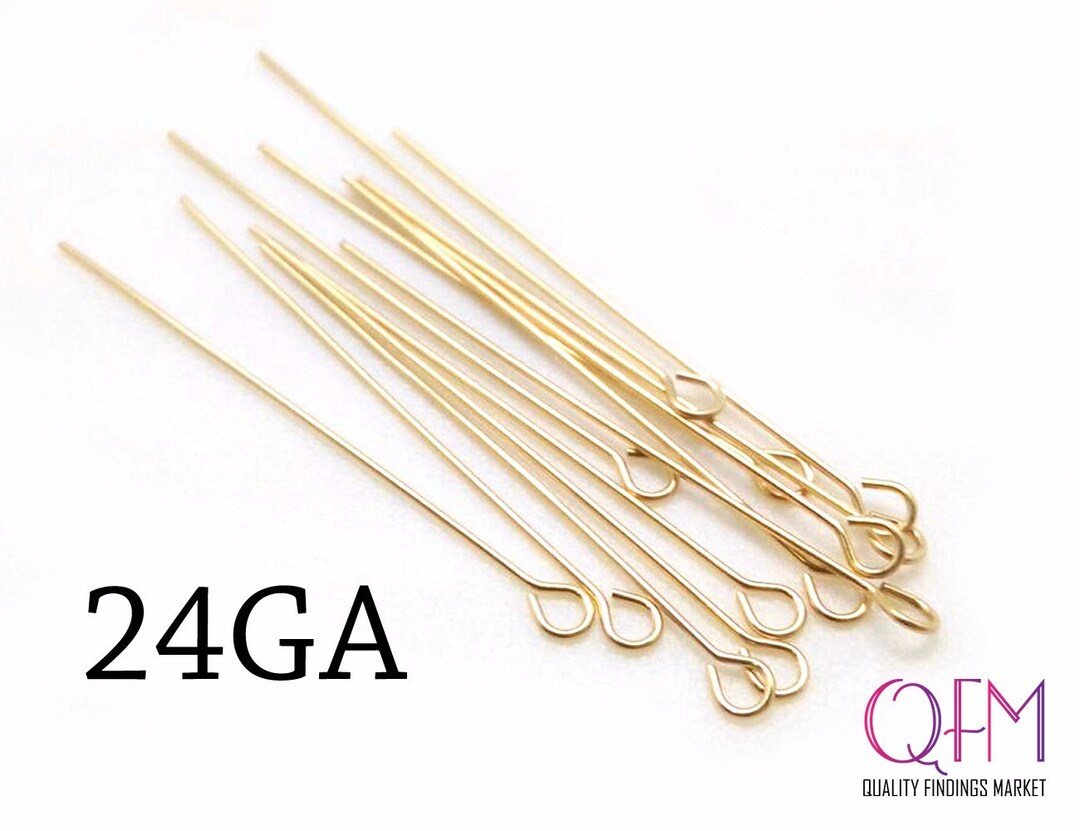 50pcs 14K Gold Filled Eye Pin, Loop Pin, 0.5mm / 24 Gauge Wire Thick ...