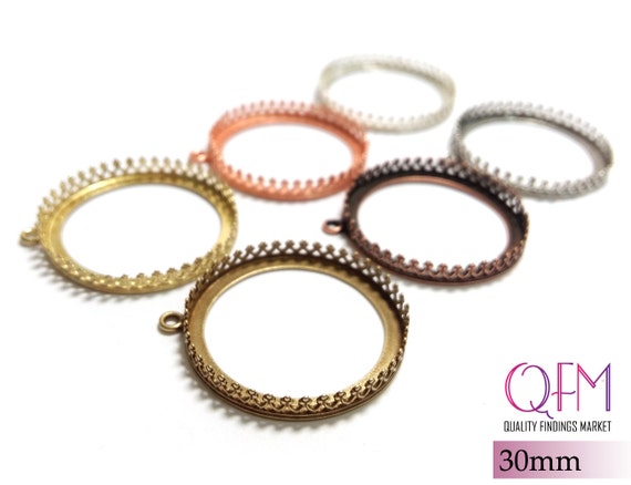 3pcs 30mm Round Bezel Cup Brass With 1 Loop Finishes: Antique | Etsy