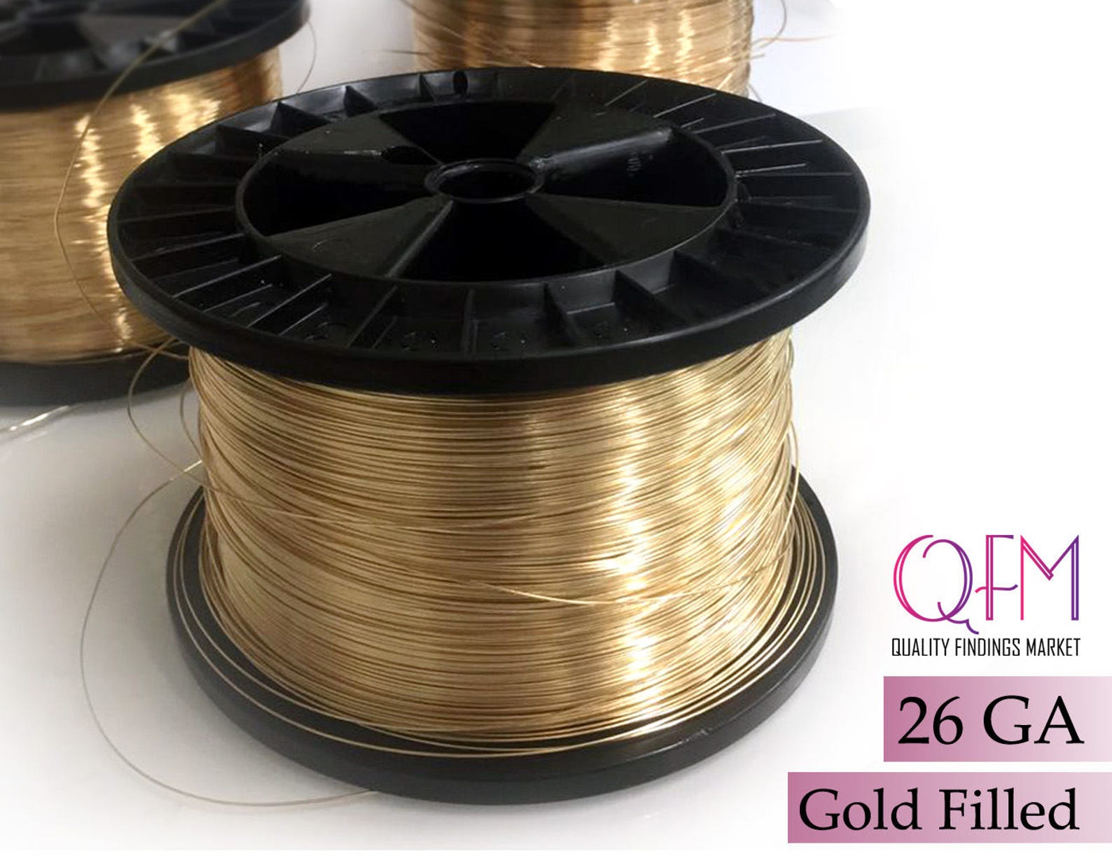 50 Meters spool 164 Feet Yellow Gold Filled Wire Soft, Thickness 26 GA ...