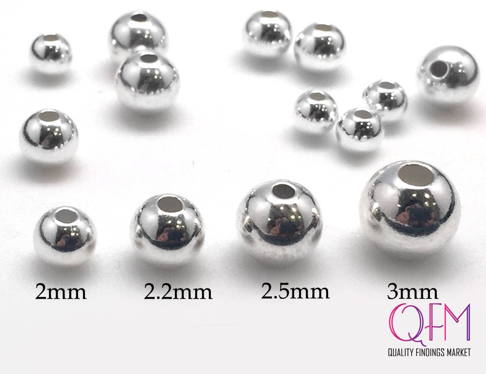 200pcs Sterling Silver 925 Beads 2mm 2.2mm 2.5mm 3.0mm - Etsy