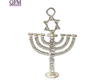 Menorah Pendant in Sterling Silver 925 oval shaped