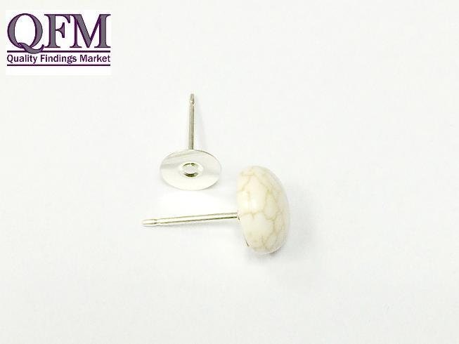 10pairs Sterling Silver 925 Earring Posts Flat Back 6mm, Cabochon ...