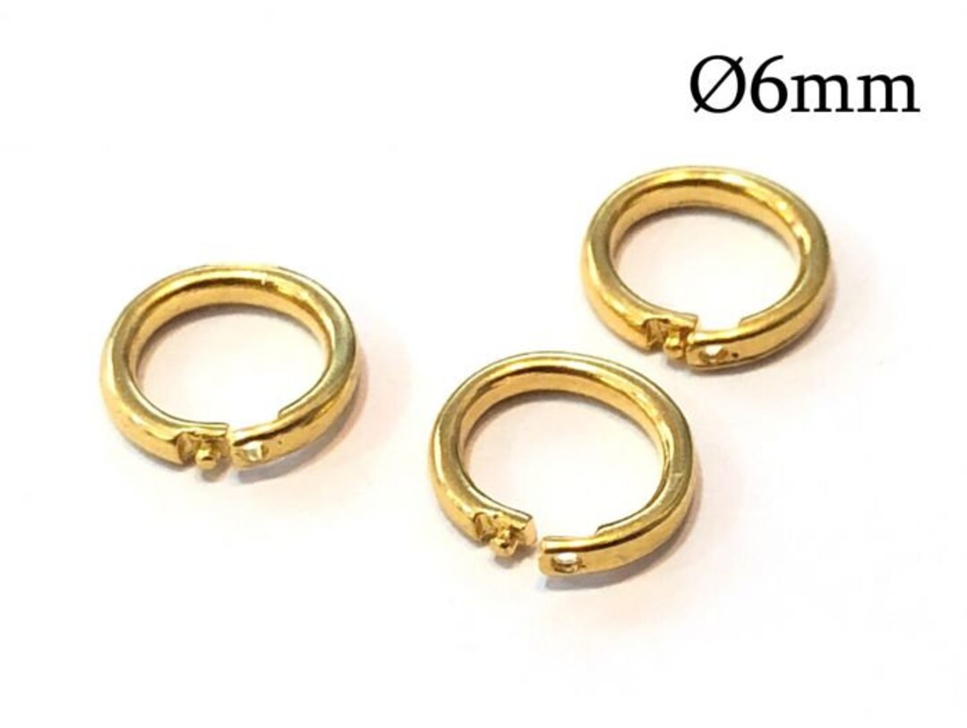 1pc Solid Gold 14K Lock in Jump Rings Round 6mm, JBB Findings, 14K ...