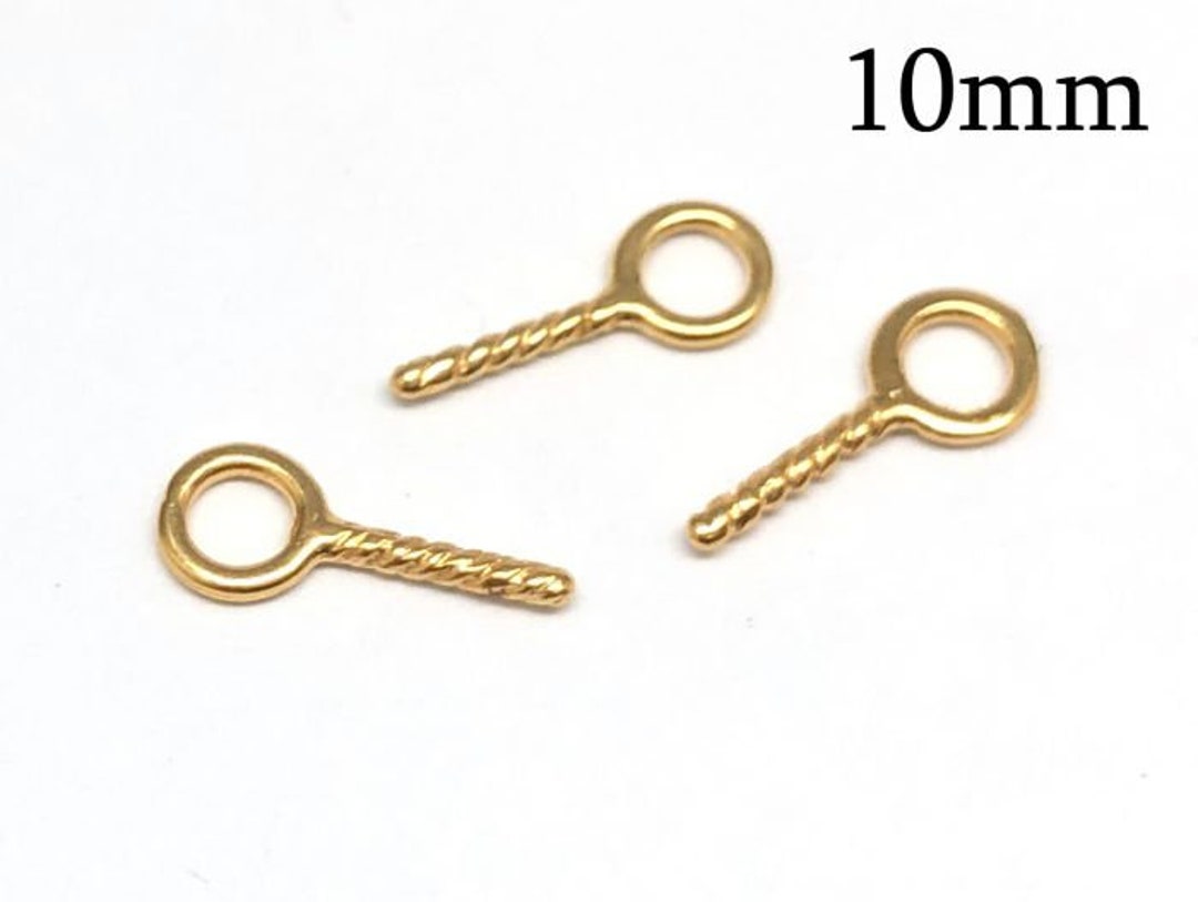 2pcs 14K Solid Gold Pin Bail for Half Drilled Beads and Pearls 10.3x4 ...