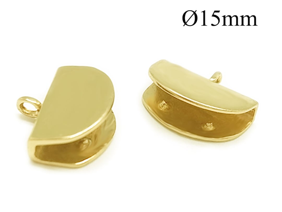 4pcs Brass End Cap for 15mm Flat Leather Cord With 1 Vertical Loop ...