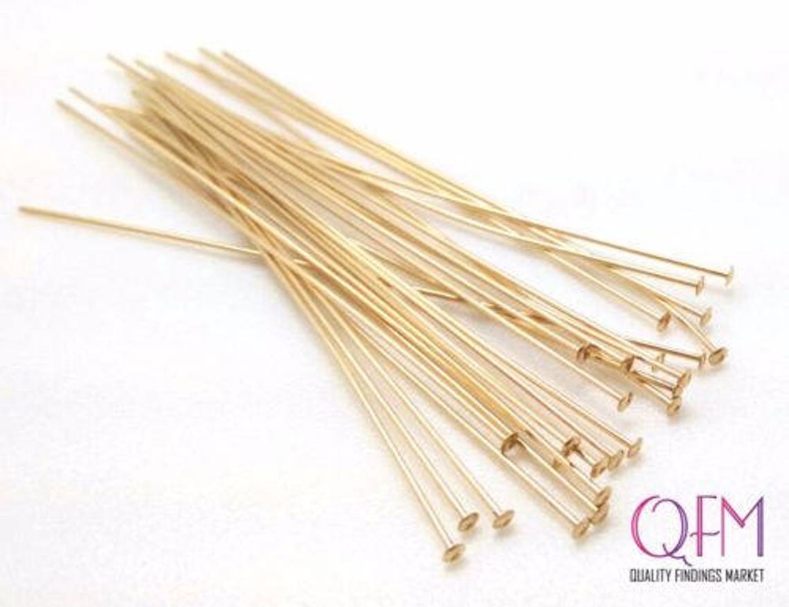 50pcs 14K Gold Filled Head Pins Flat Head 12mm 25mm 37mm - Etsy