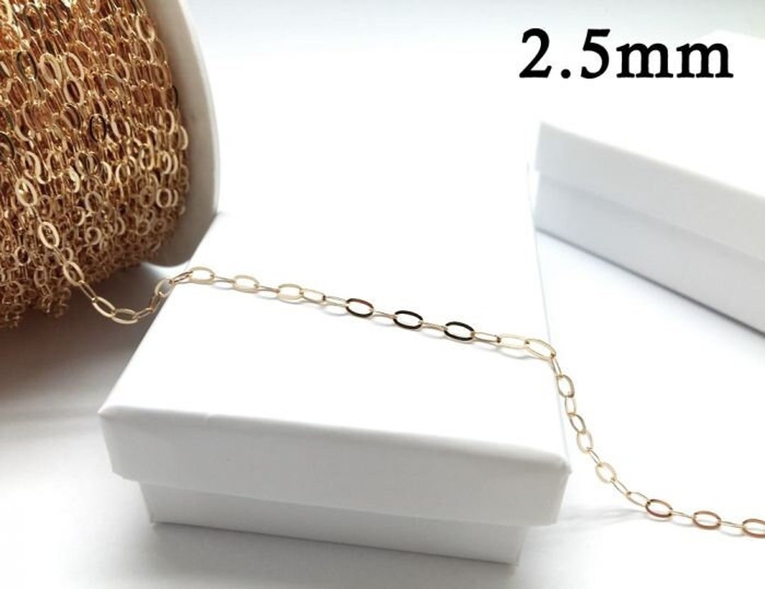 1meter 14K Gold Filled Cable Link Chain Unfinished 2.5mm With Oval Flat ...