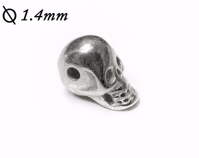 4 Sterling Silver Skull Beads, 925 Silver Skull Head Beads, Bracelet ...