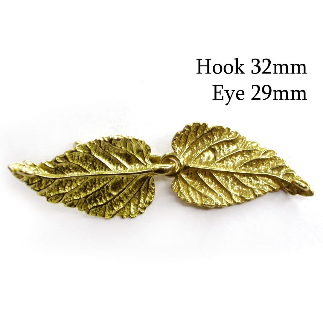 2sets Leaves Hook and Eye Clasp, Lock in Brass, Decorative Leaf Shaped ...