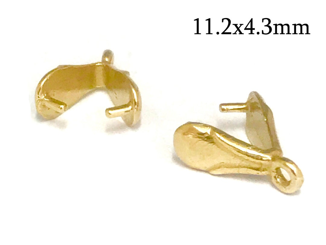 1pc 14K Solid Gold Pinch Bails 11.2x4.3mm With Loop, 14K Yellow Gold ...