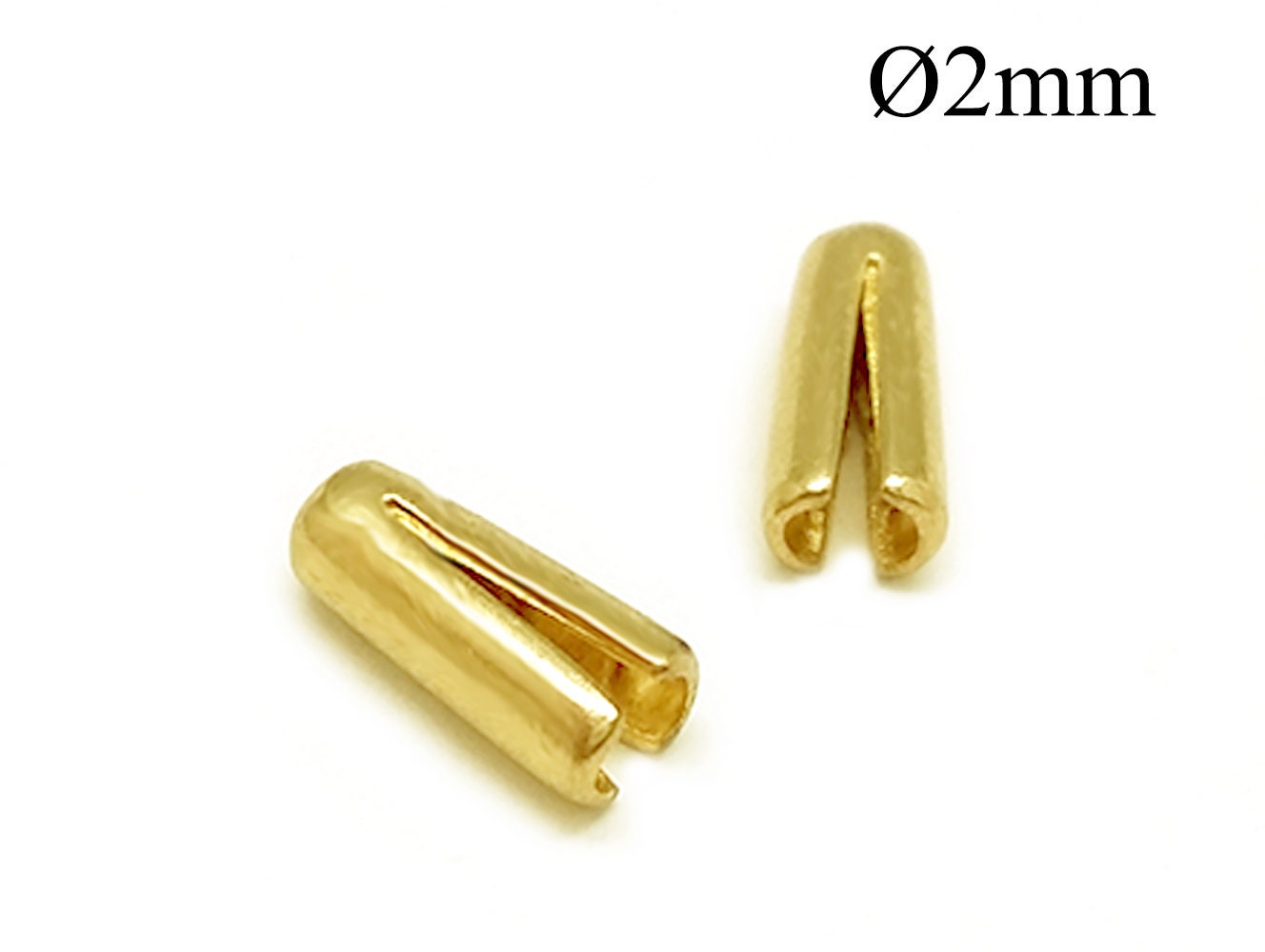 10pcs Brass Leather Cord End Cap Inside Diameter 2mm, Cord Ends Caps ...