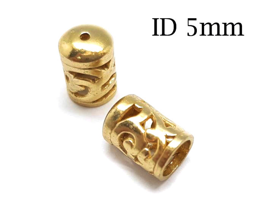 4pcs Brass End Cap10x7mm ID 5mm With Hole 1mm, Qfmarket, Cord End Caps ...